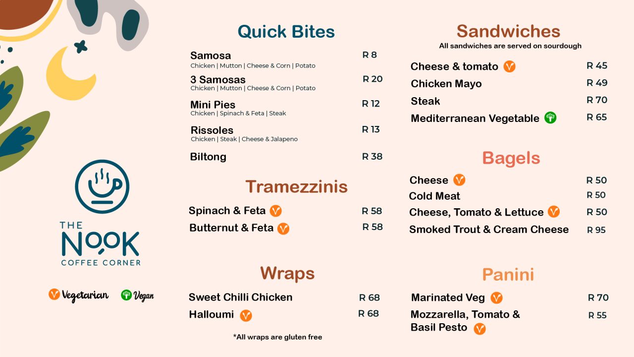 Menu | The Nook Cafe