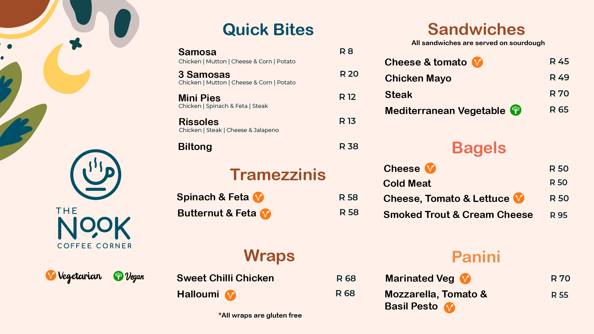 Menu | The Nook Cafe